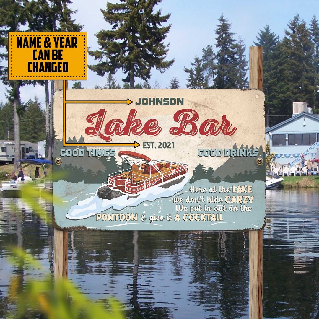 Lake House Metal Sign, Personalized Sign, Lake Bar Tin Sign, Paddle ...