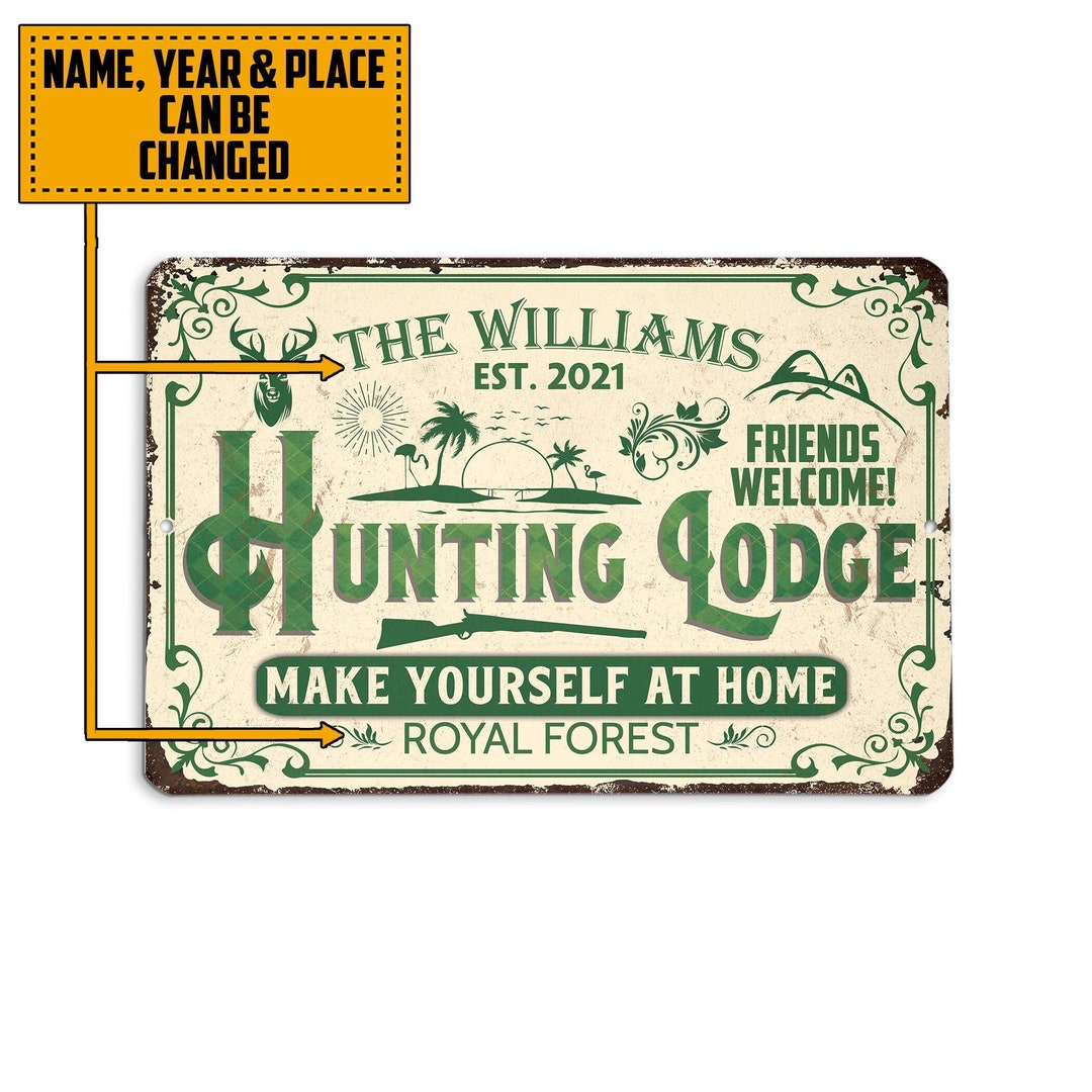 Custom Welcome Hunters Sign, Hunting Lodge Sign, Deer Hunt Tin Sign ...