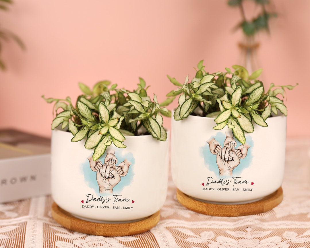 Daddy's Team Planter, Custom First Bump Succulent Pot, Gift for Dad ...