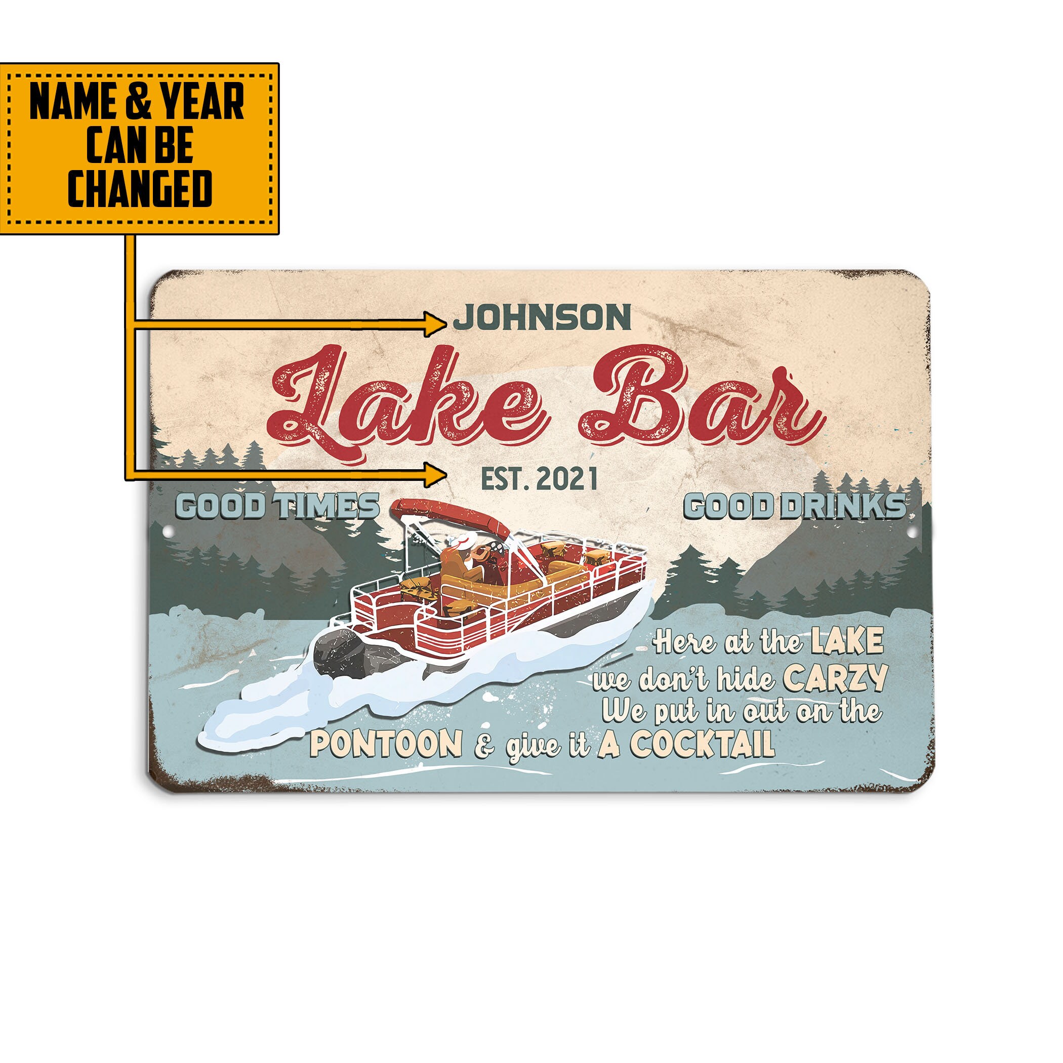 Lake House Metal Sign, Personalized Sign, Lake Bar Tin Sign, Paddle ...