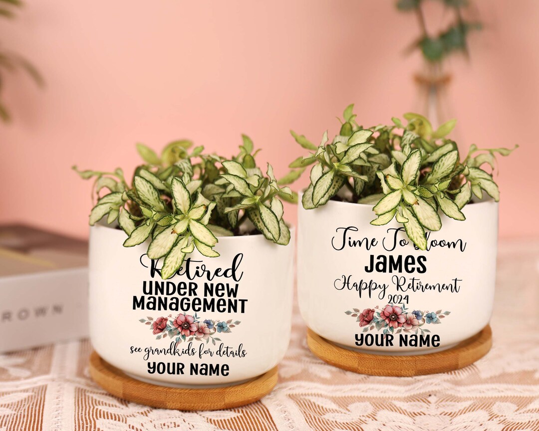 Personalized Time to Bloom Retired Planter Retirement Gift Plant Pot ...