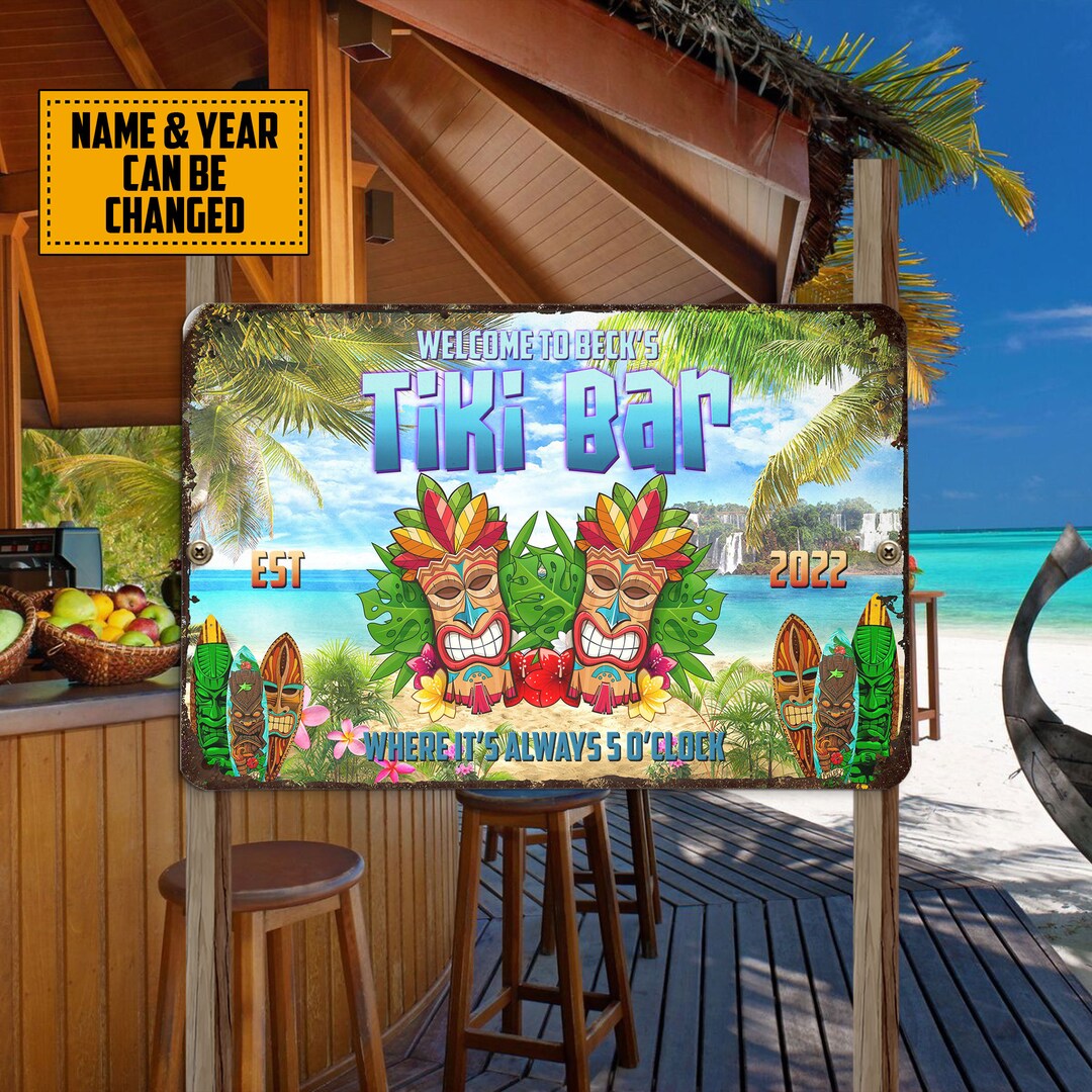 Personalized Tiki Bar Metal Sign Margaritaville Sign Beach Tin Sign Bar ...