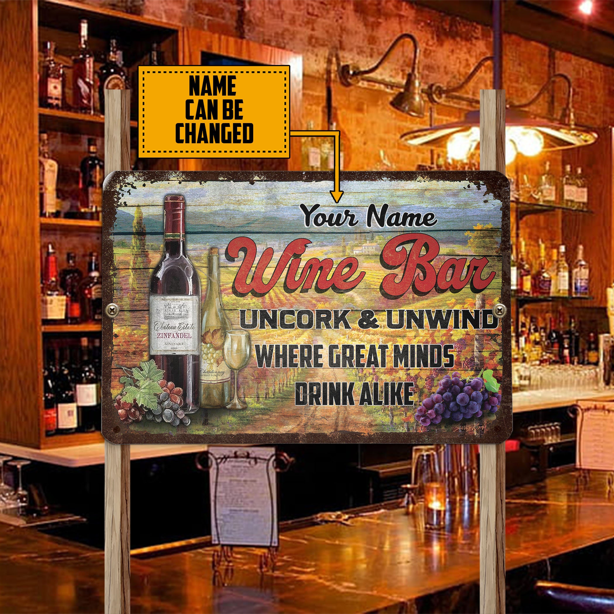 Personalized Wine Bar Metal Sign, Wine Cellar Sign, Personalized Home ...