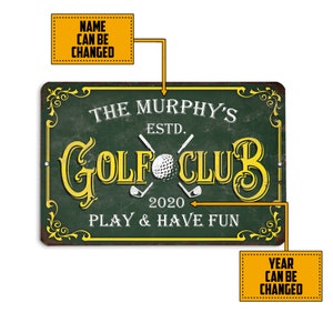 Golf Club Sign, Golfer Gift, Golf Metal Sign, 19th Hole Club Tin Sign ...
