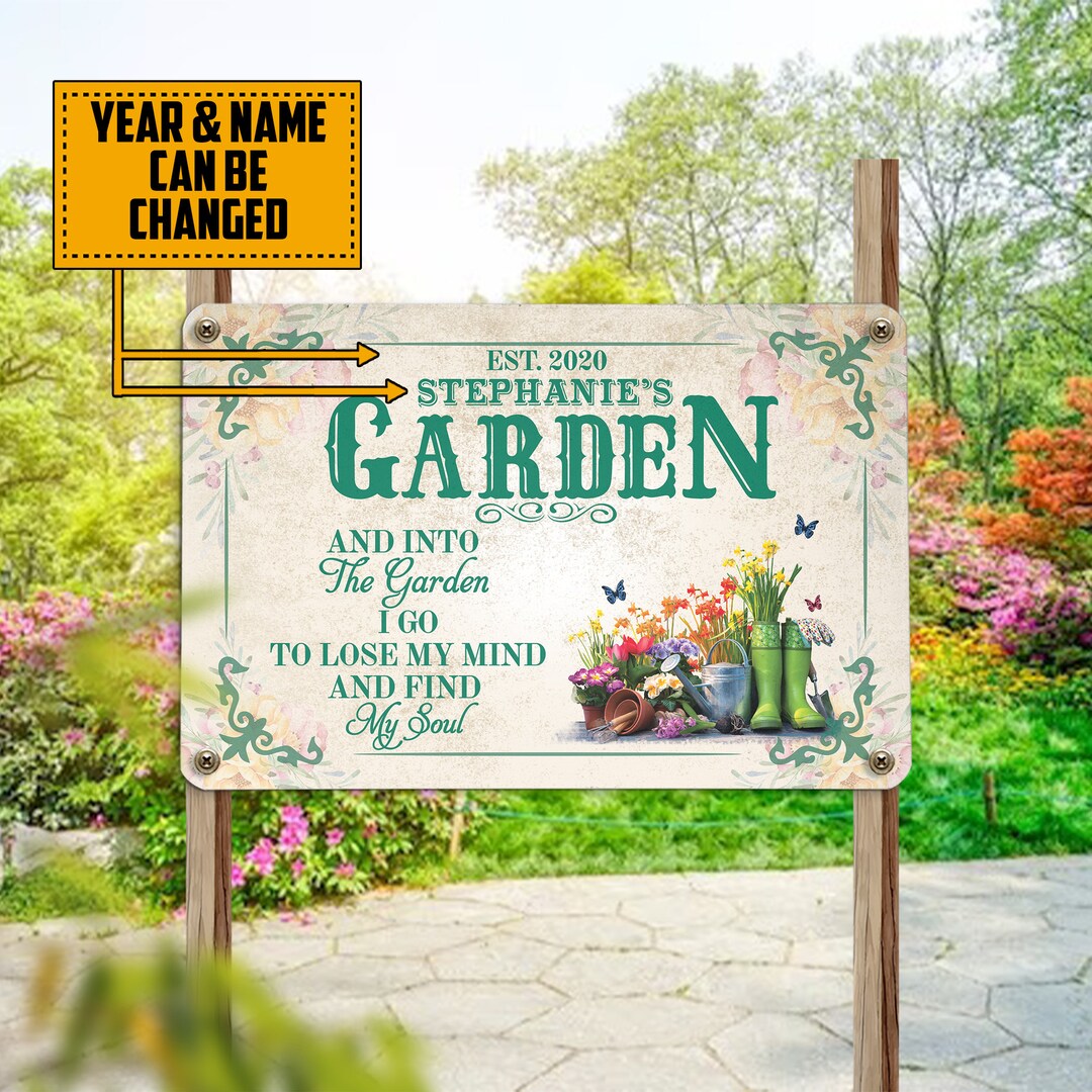 Personalized Welcome Garden Horizontal Metal Sign, Find My Soul Metal ...