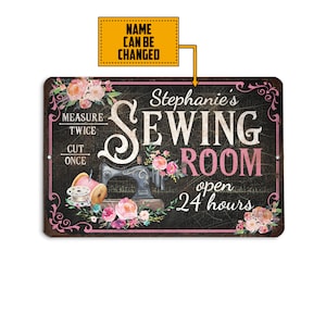 Personalized Sewing Room Metal Sign, Craft Room Tin Sign Sewciopath ...