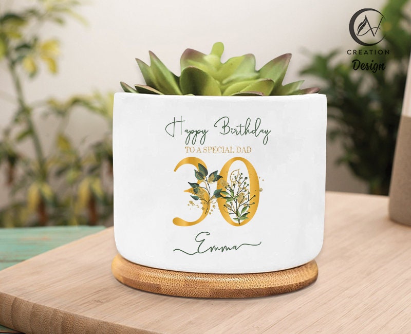 Personalized 30th Birthday Planter for Dad, Father's Day Mini Flower ...