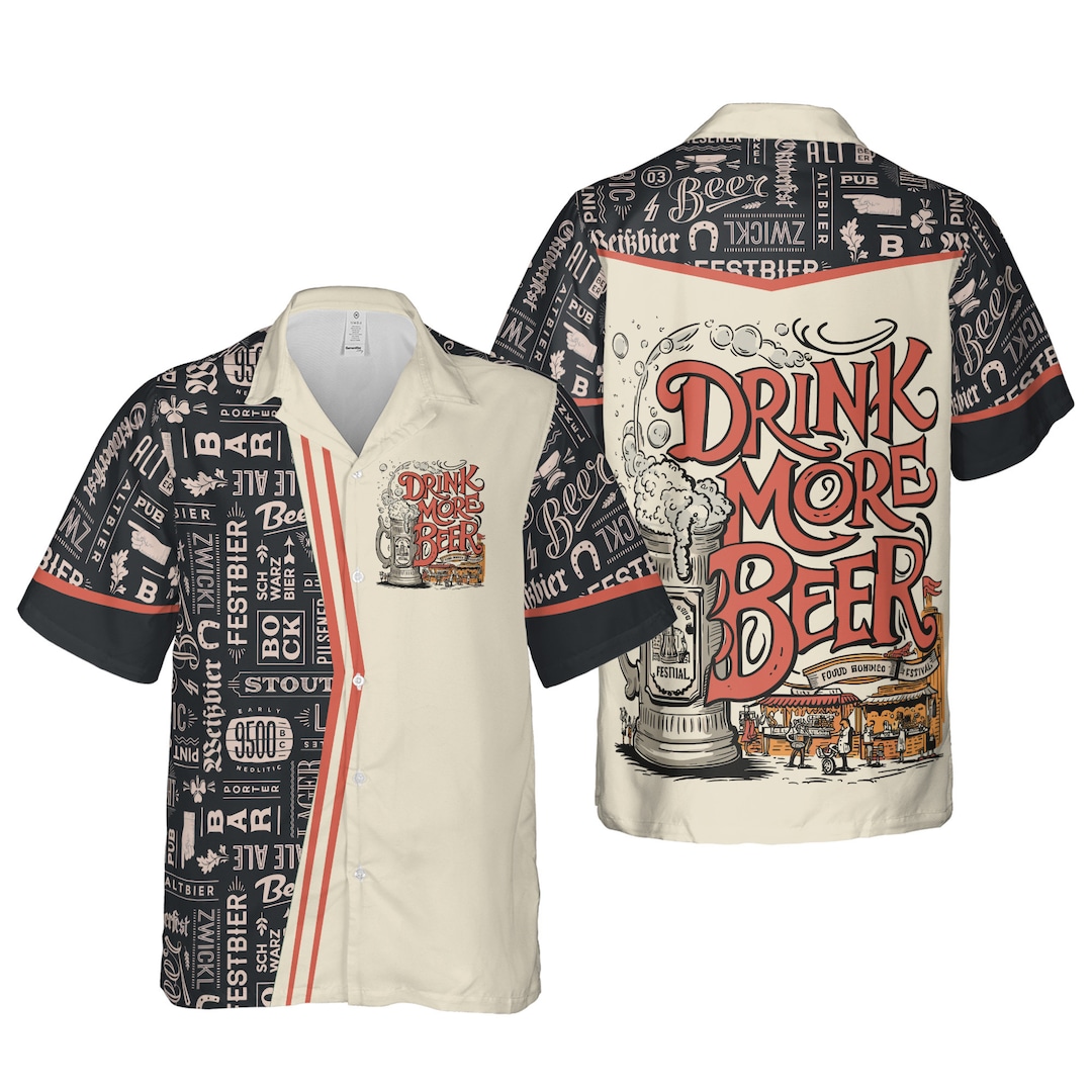 Drink More Beer Hawaiian Shirt Tropical Pool Party Shirt Tiki Bar Shirt ...