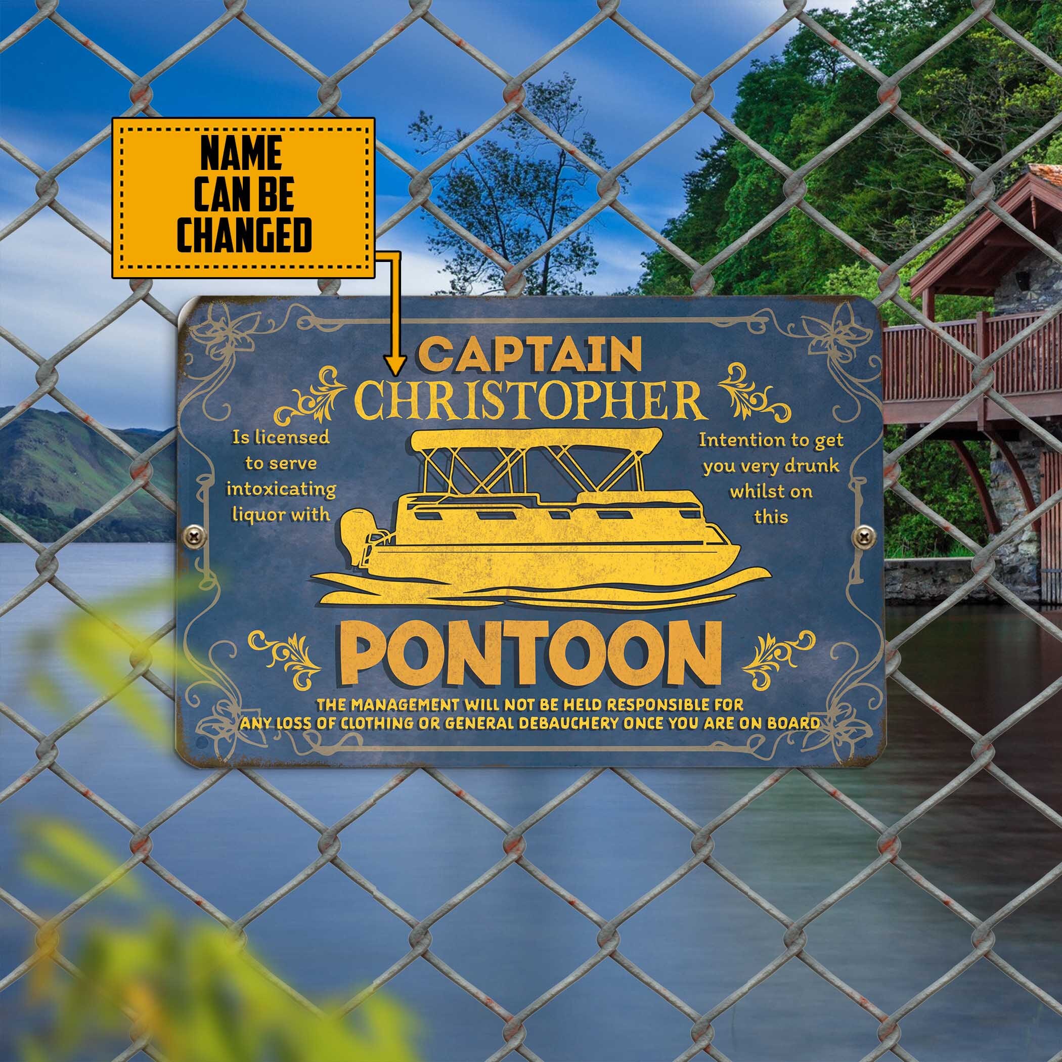 Captain Pontoon Tin Sign, River House Metal Sign, Boating Lake Sign ...