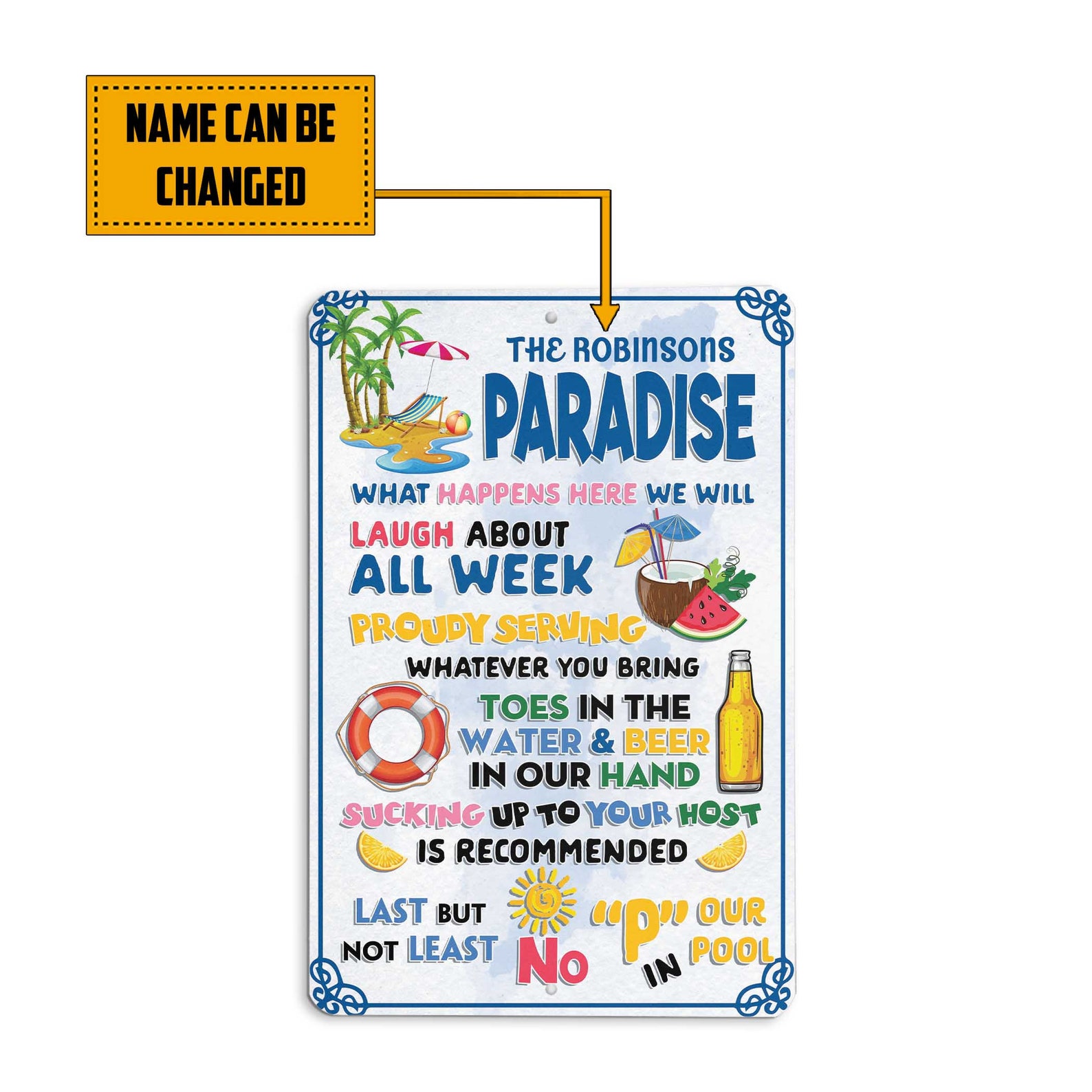 Personalized Paradise Swimming Pool Metal Sign Swimming Pool - Etsy