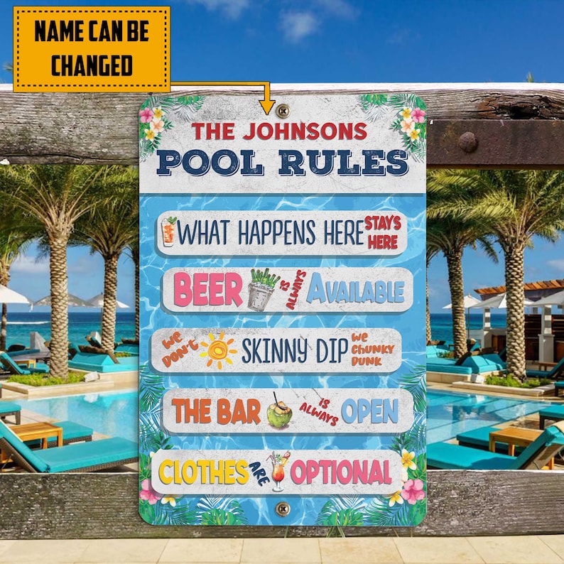 Pool Sign, Swimming Pool Rules Metal Sign, Pool Sign Personalized, Pool ...