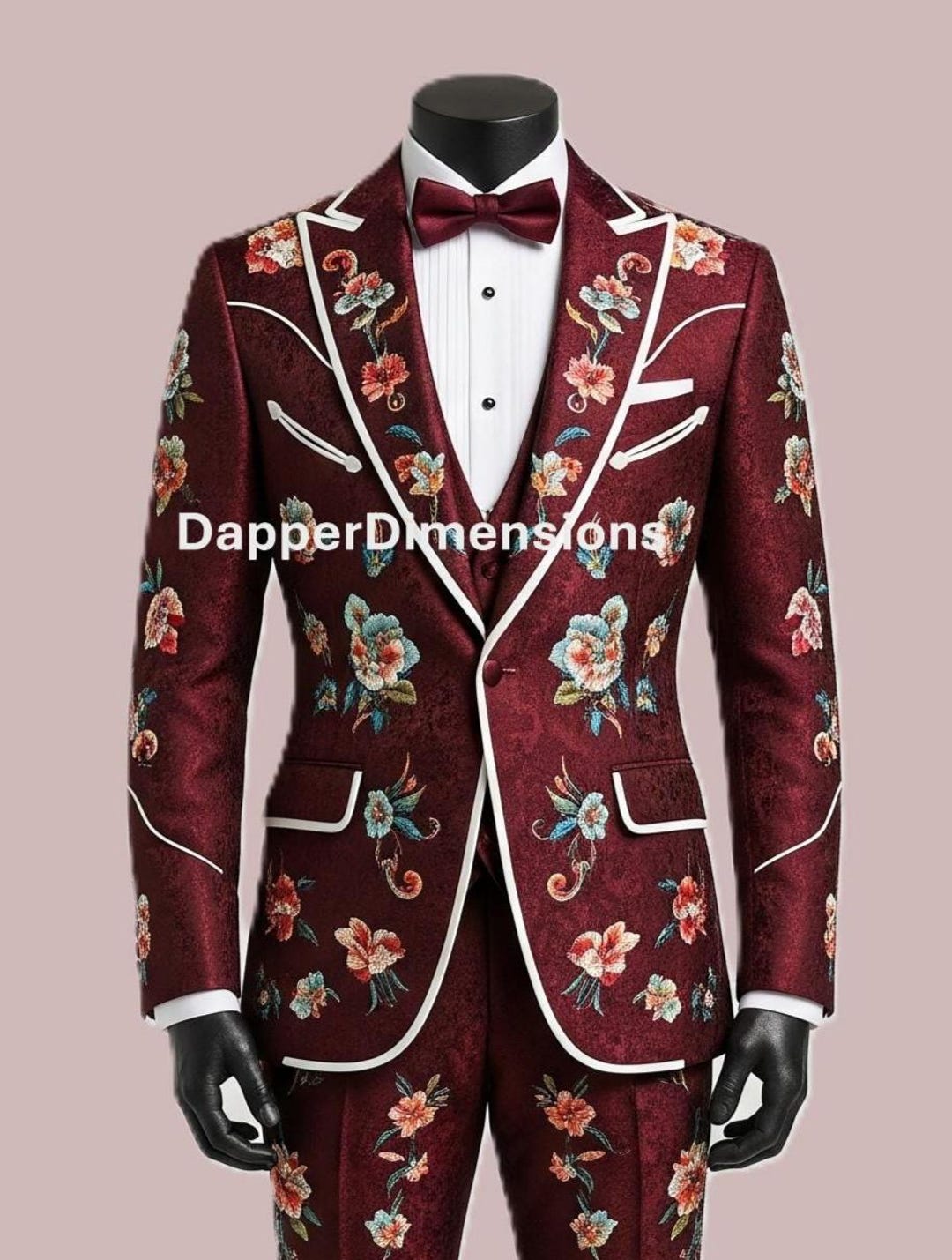 Ruby Red Floral Embroidered Western Suit: Men's 2pc Cowboy Outfit - Etsy