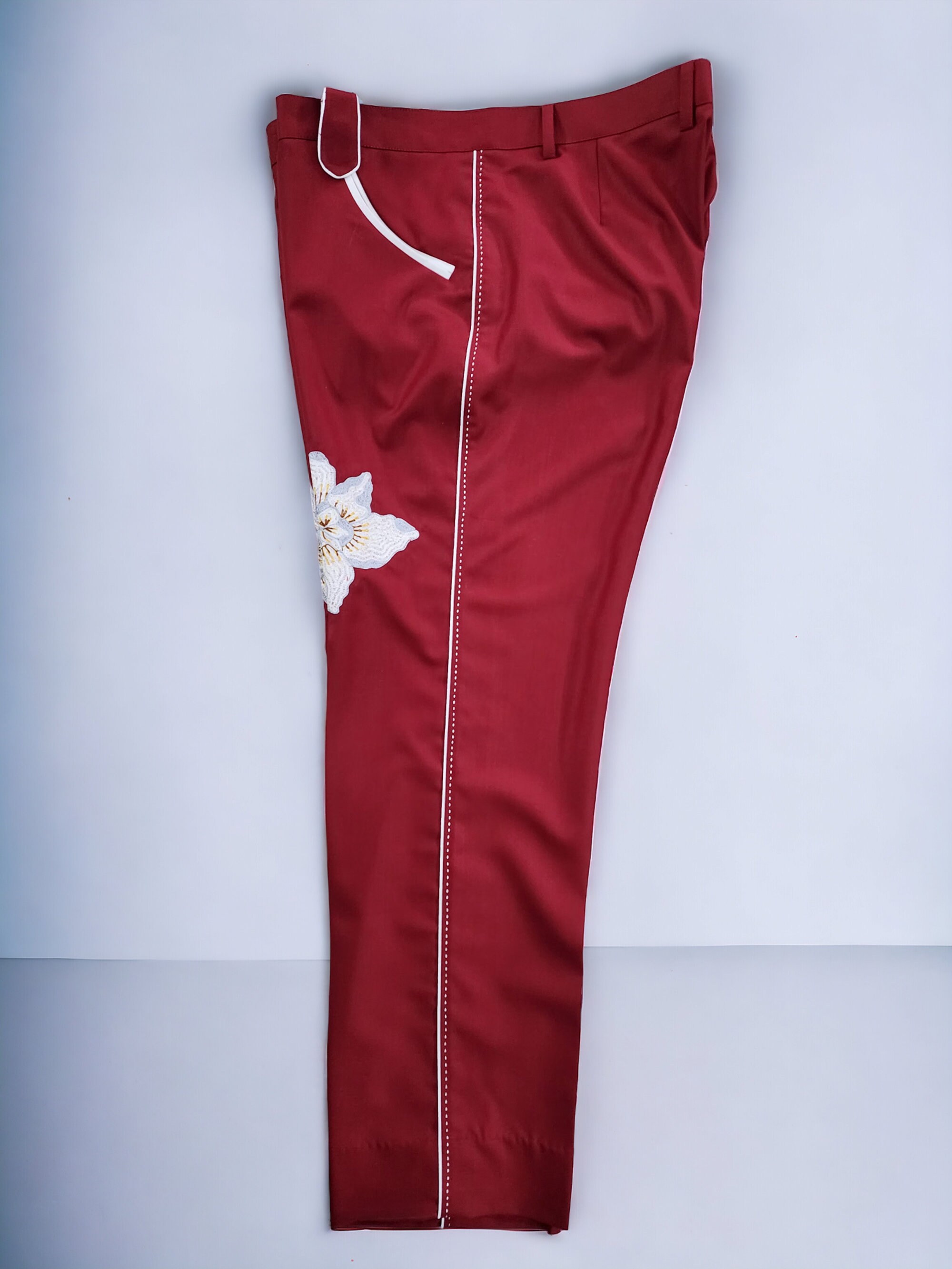 Men's Red 2pc Customized Vintage Floral Embroidered Country Western ...