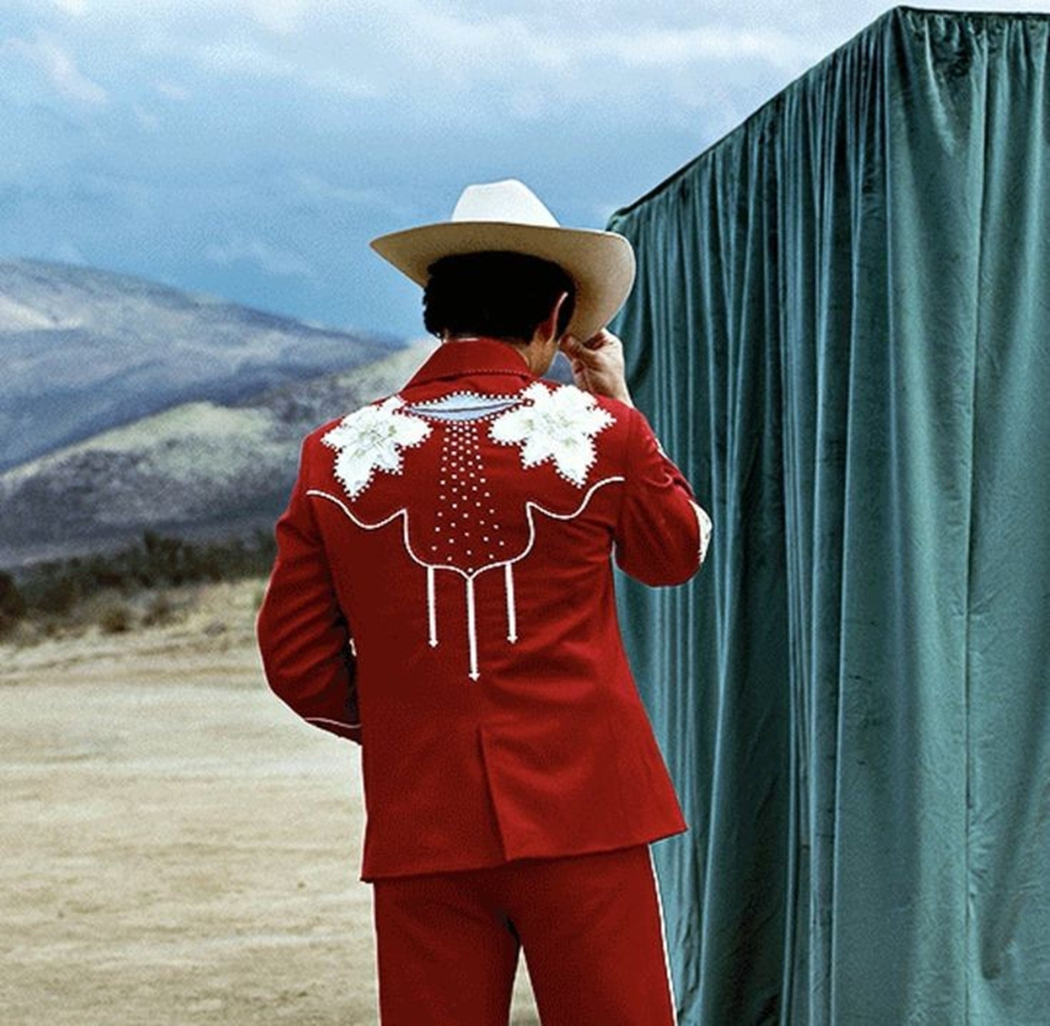 Men's Red 2pc Customized Vintage Floral Embroidered Country Western ...