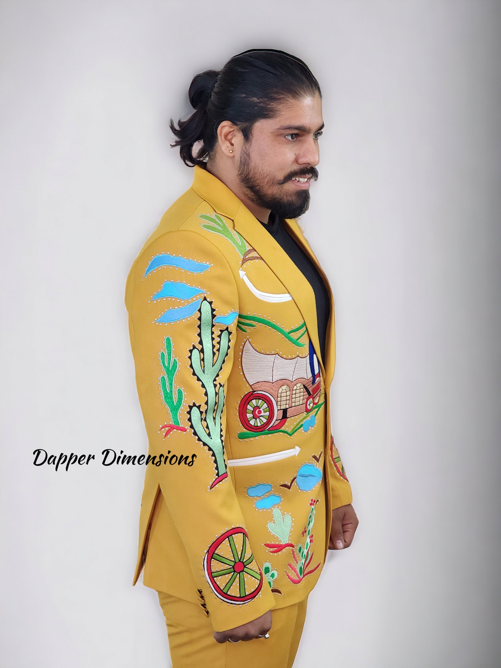 Yellow Embroidered Western Suit: Rhinestone Cowboy Outfit - Etsy