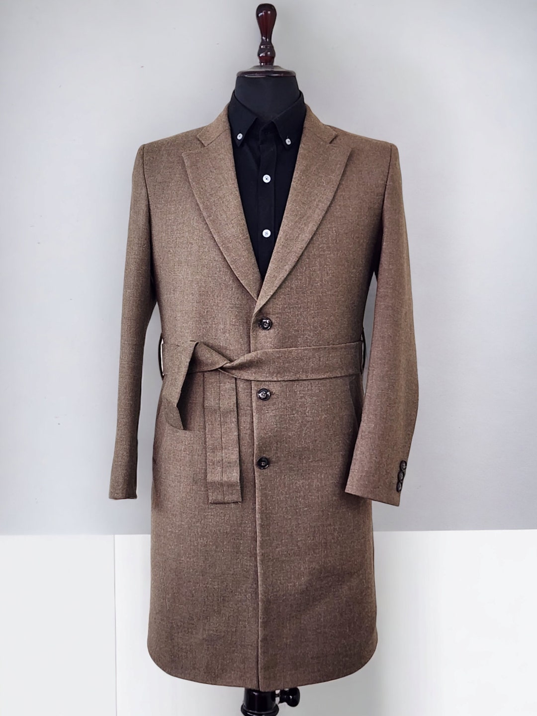 Men Topcoat Wool Blend Bespoke With Notch Collar Flap Pockets - Etsy UK