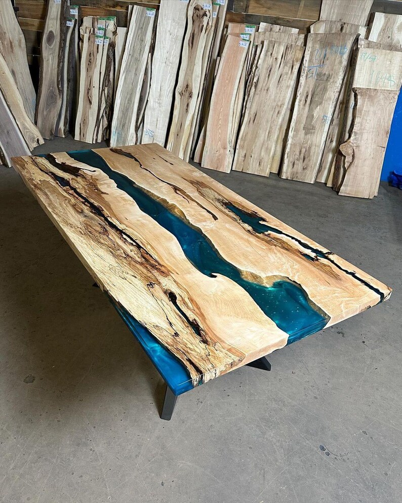 Custom Epoxy Resin Table, Living Room Table , Ocean Design, Live Edge ...