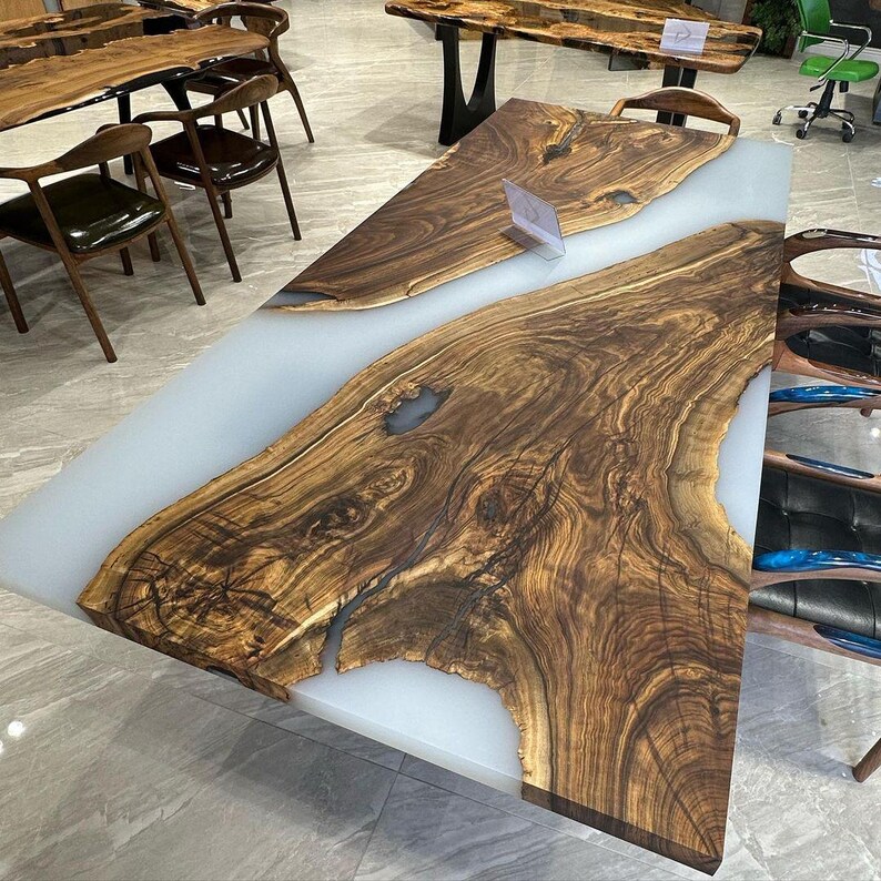 Custom Epoxy Resin Table, Living Room Table , Ocean Design, Live Edge ...