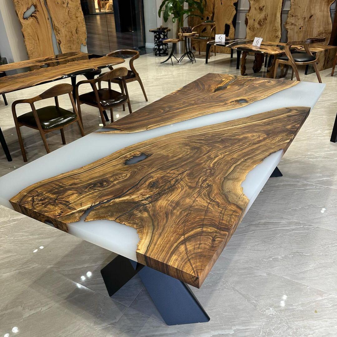 Custom Epoxy Resin Table, Living Room Table , Ocean Design, Live Edge ...
