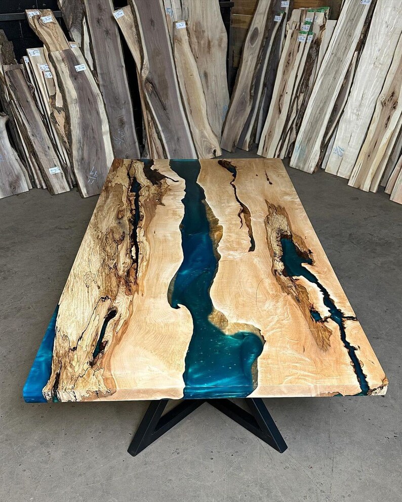 Custom Epoxy Resin Table, Living Room Table , Ocean Design, Live Edge ...