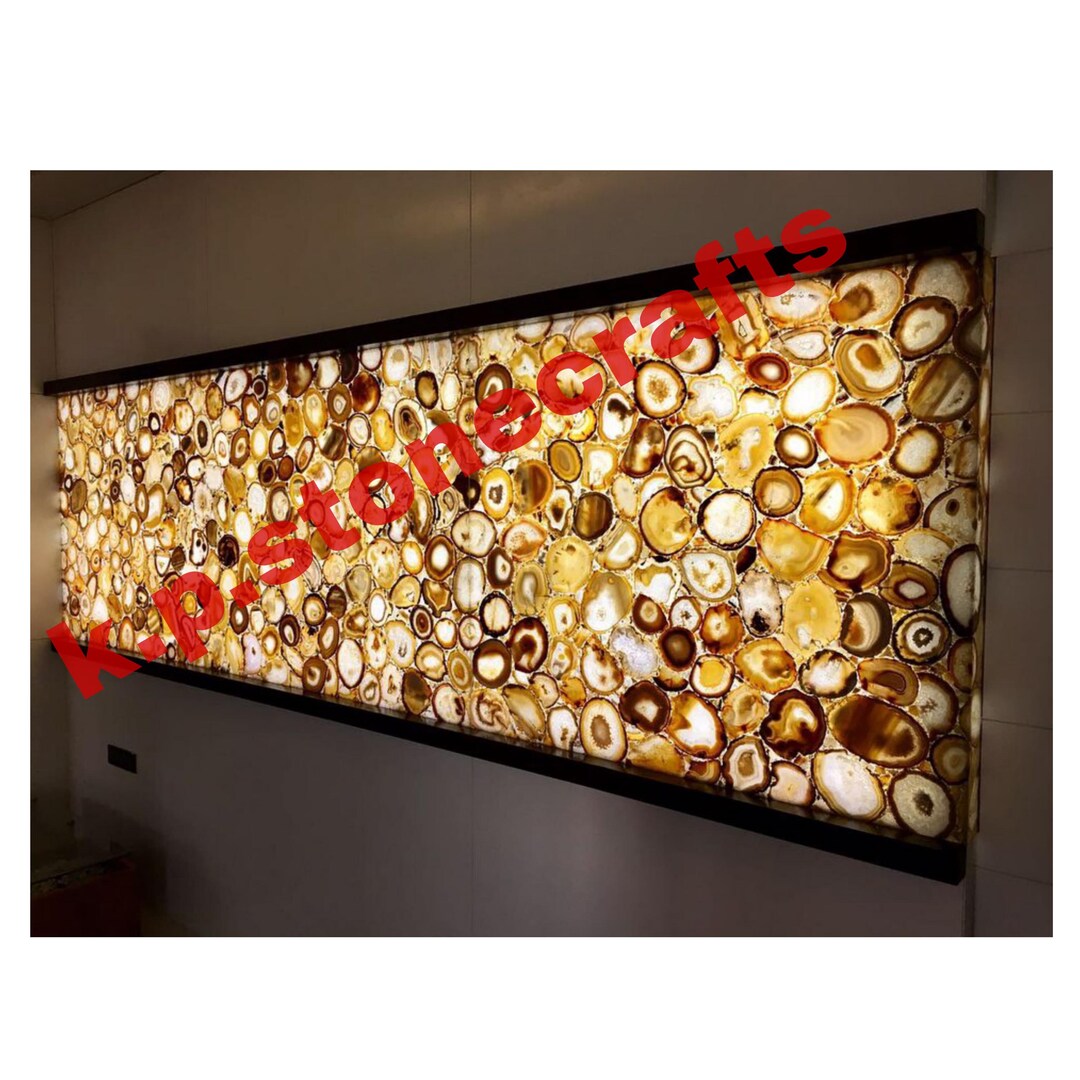 Transparent Yellow Backlit Agate Stone Slab for Table Tops, Bars ...
