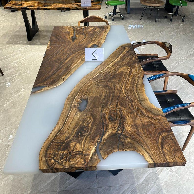 Custom Epoxy Resin Table, Living Room Table , Ocean Design, Live Edge ...