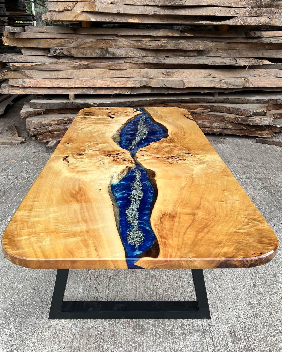 Custom Epoxy Resin Table, Living Room Table , Ocean Design, Live Edge ...