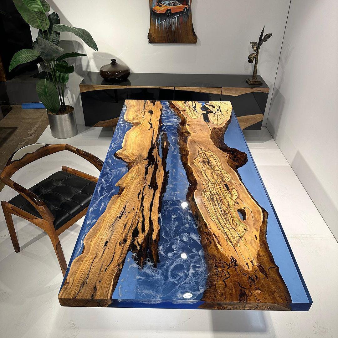 Custom Epoxy Resin Table, Living Room Table , Ocean Design, Live Edge ...