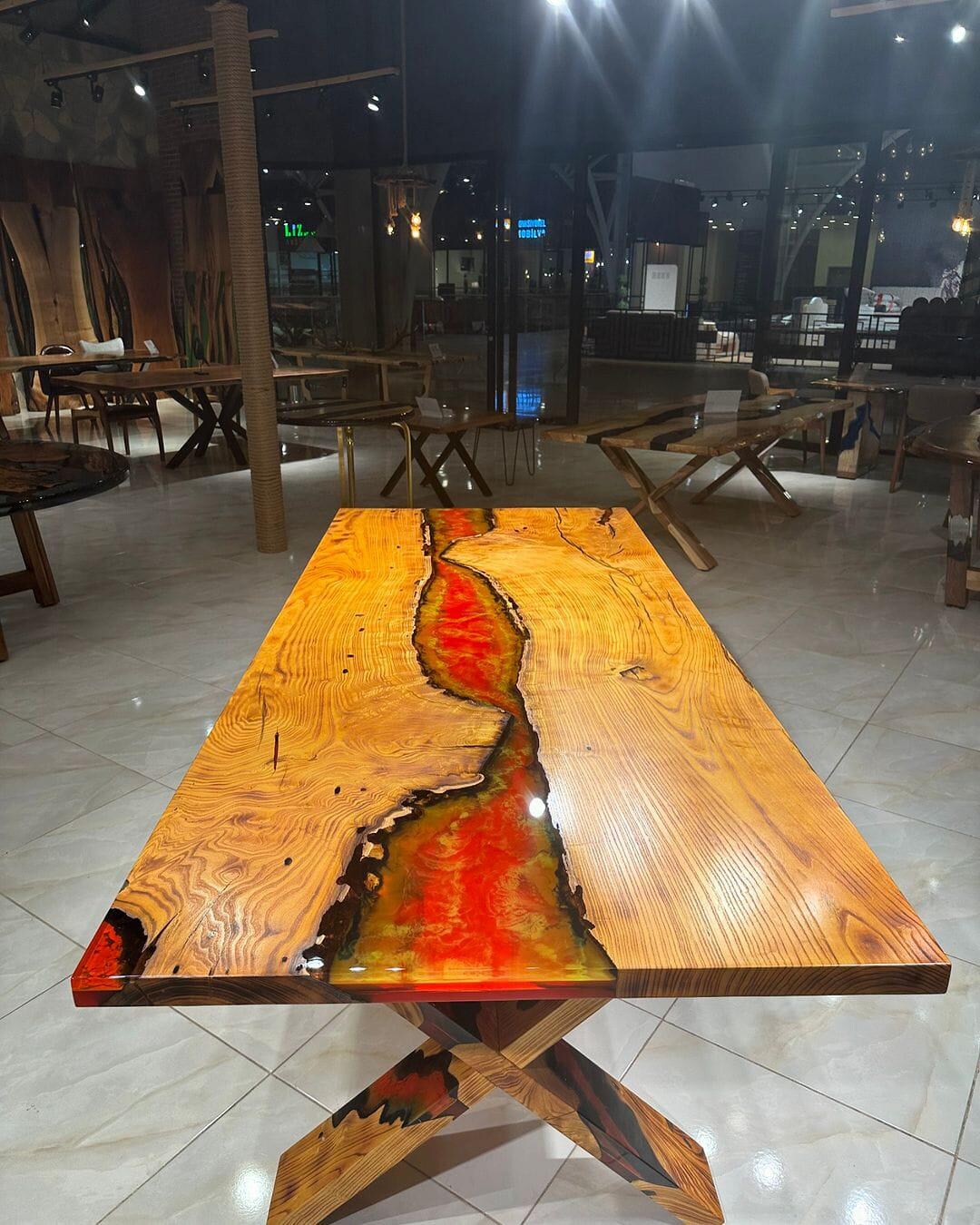 Custom Epoxy Resin Table, Living Room Table , Ocean Design, Live Edge ...