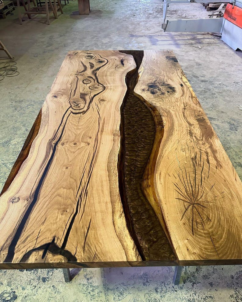 Custom Epoxy Resin Table, Living Room Table , Ocean Design, Live Edge ...