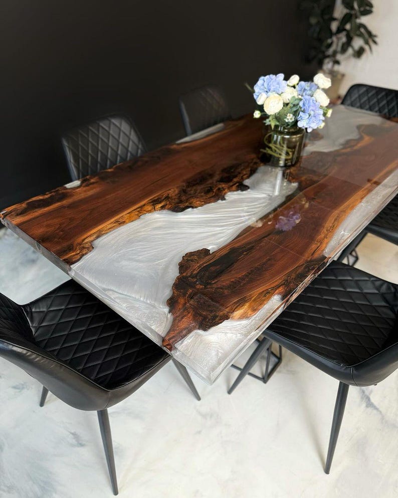 Custom Epoxy Resin Table, Living Room Table , Ocean Design, Live Edge ...