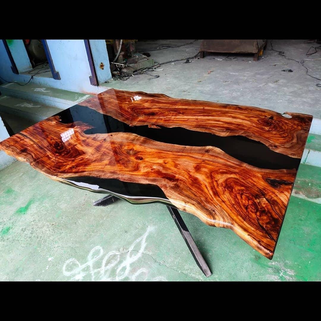 Custom Epoxy Resin Table, Living Room Table , Ocean Design, Live Edge ...