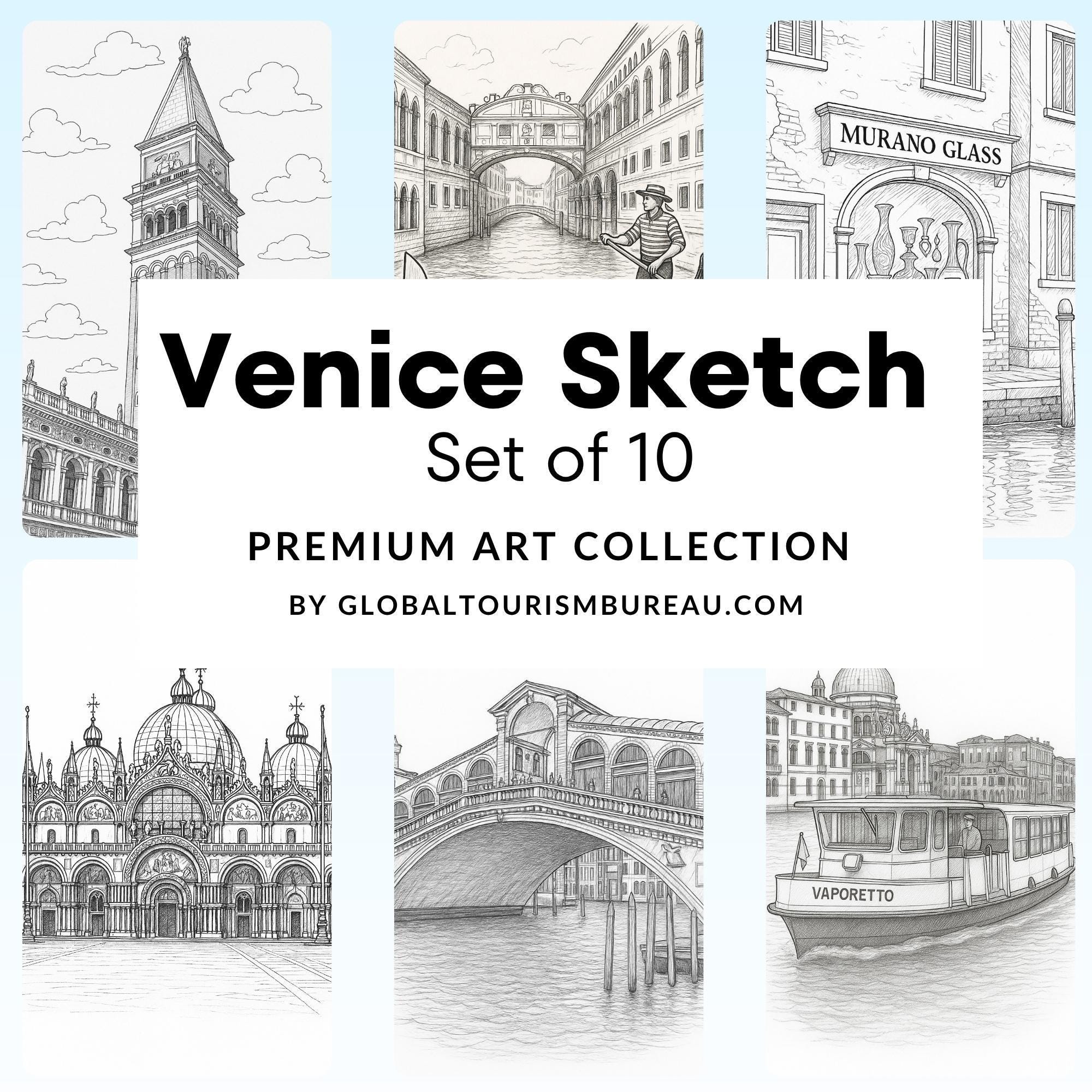 Venice Sketch Art: Printable Coloring Book Pages (PDF) - Etsy