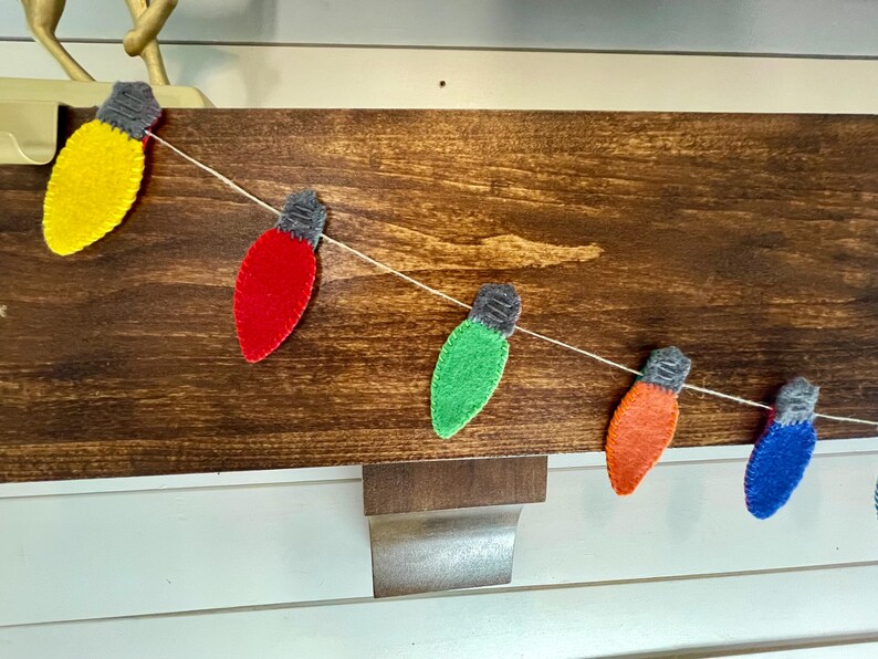 Handmade Felt Vintage Style Christmas Lights Garland With Multi-colored ...