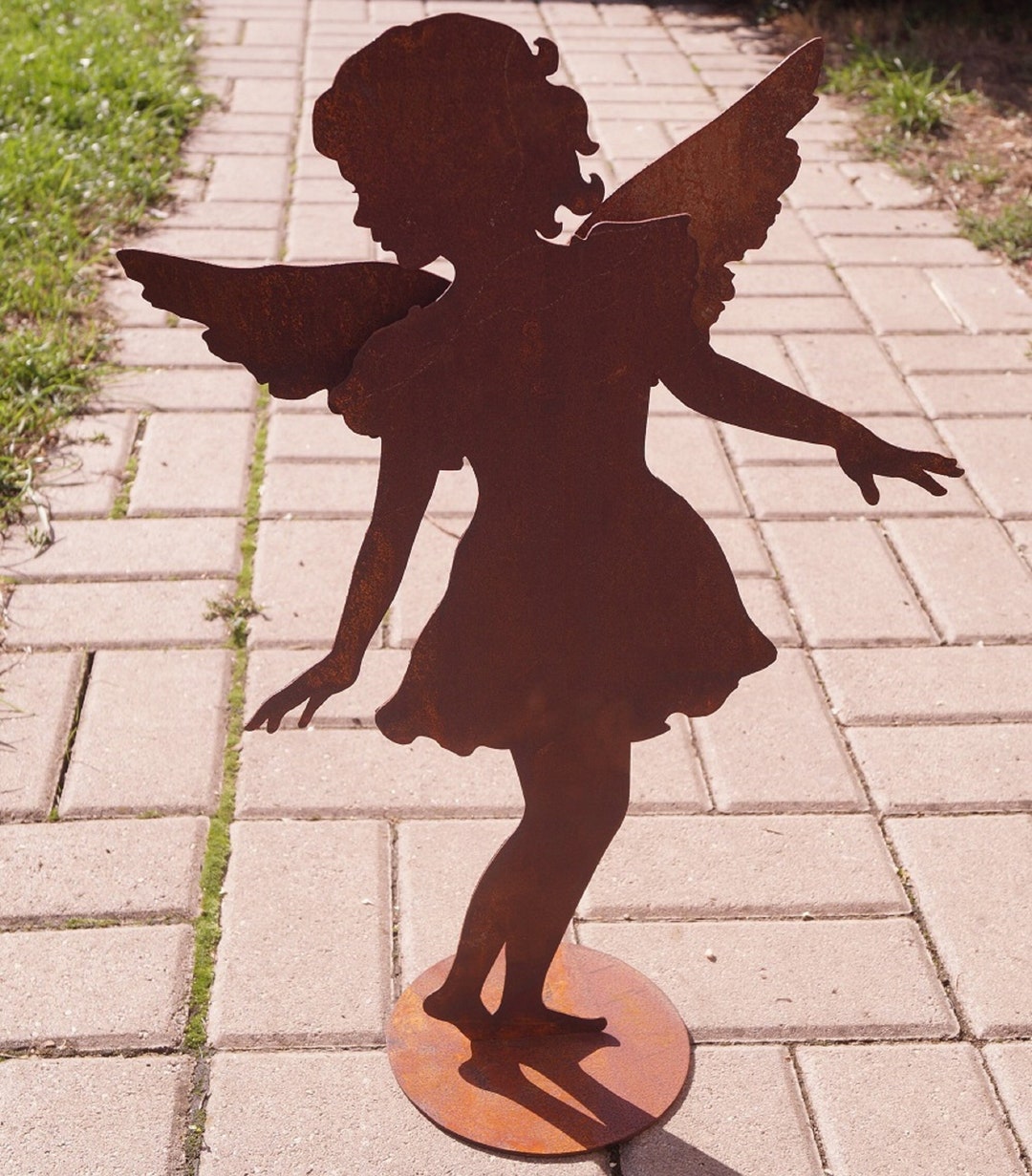 Stainless Rust Guardian Angel Caro on Base Plate Large Height 51 Cm - Etsy