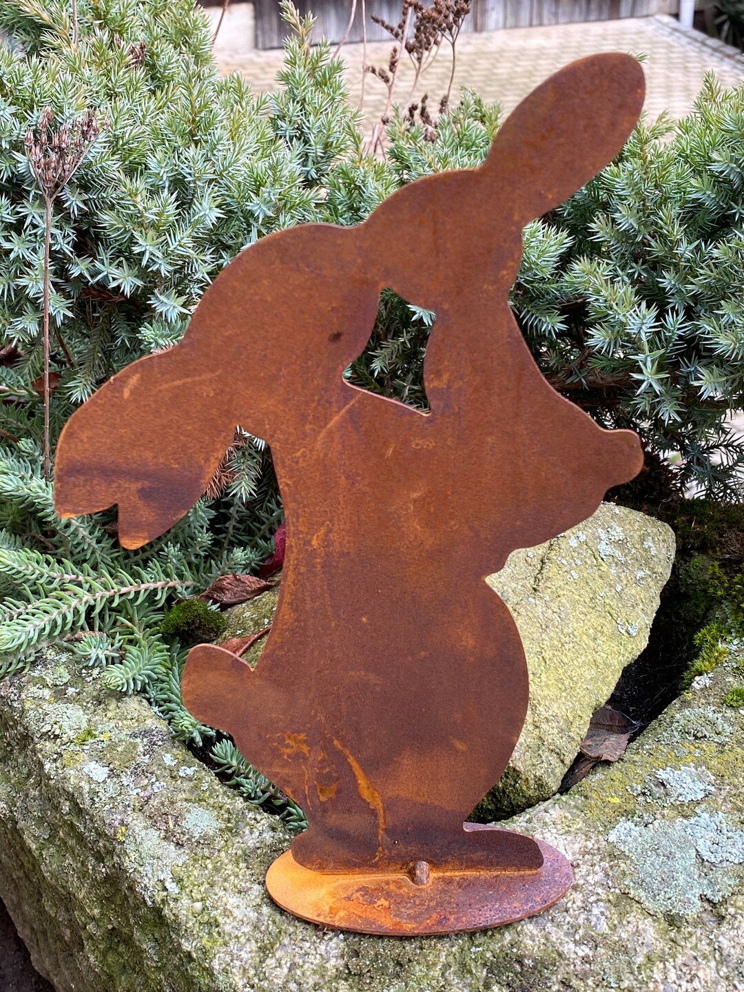 Edelrost Hasenmama mit Baby - Höhe 25 cm Ostern Garten Deko - Etsy.de