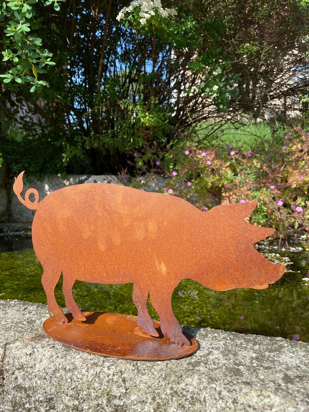 Patina Pig Sigi on Base Plate Height 18 Cm - Etsy
