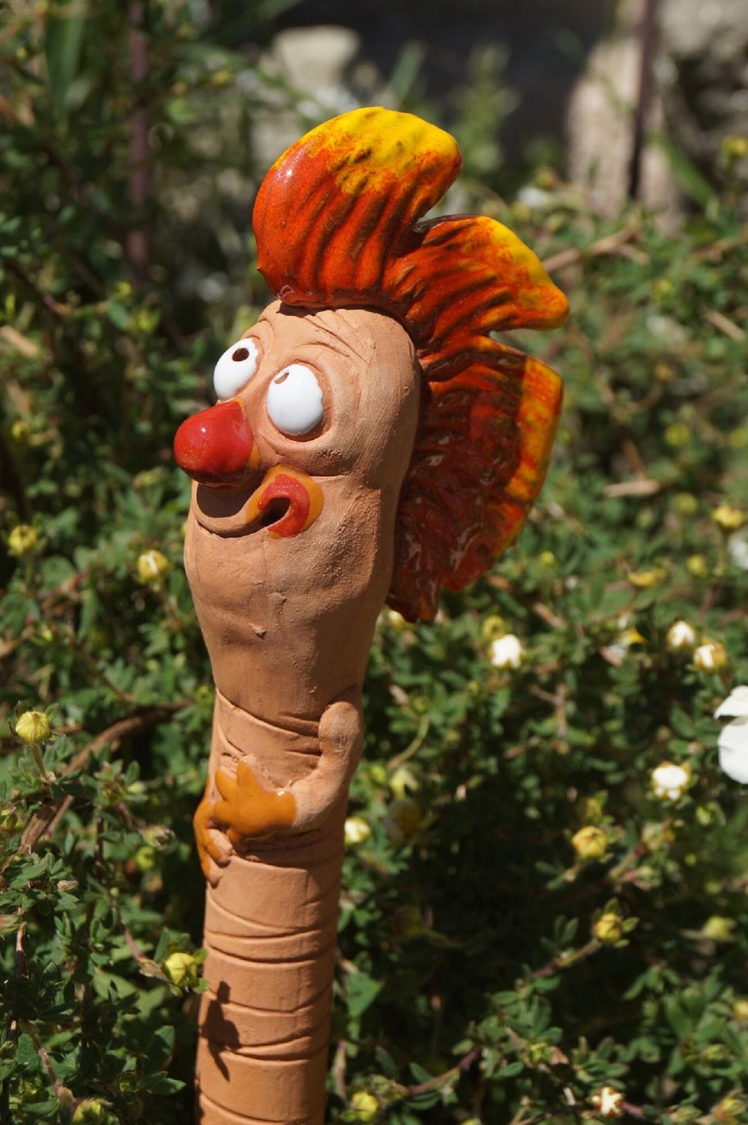 Ceramic Garden Worm Punk Orange to Stick Height 30 Cm Pottery Figure - Etsy
