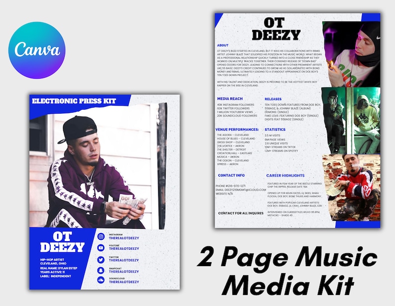 Electronic Press Kit | Media Kit Template for Musicians | Press Kit for ...