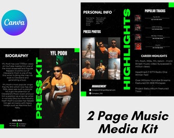 3-page Band Press Kit Media Kit Template for Musicians Press Kit for Music Artists Electronic ...