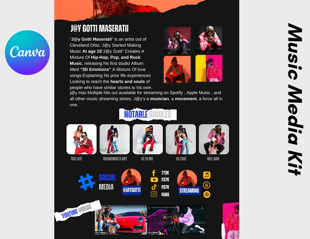 Electronic Press Kit | Media Kit Template for Musicians | Press Kit for ...