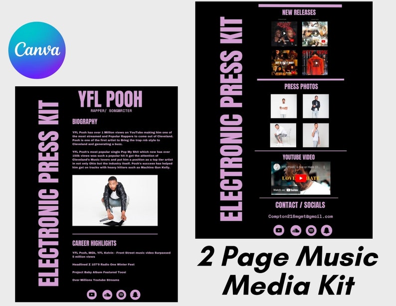 Electronic Press Kit | Media Kit Template for Musicians | Press Kit for ...