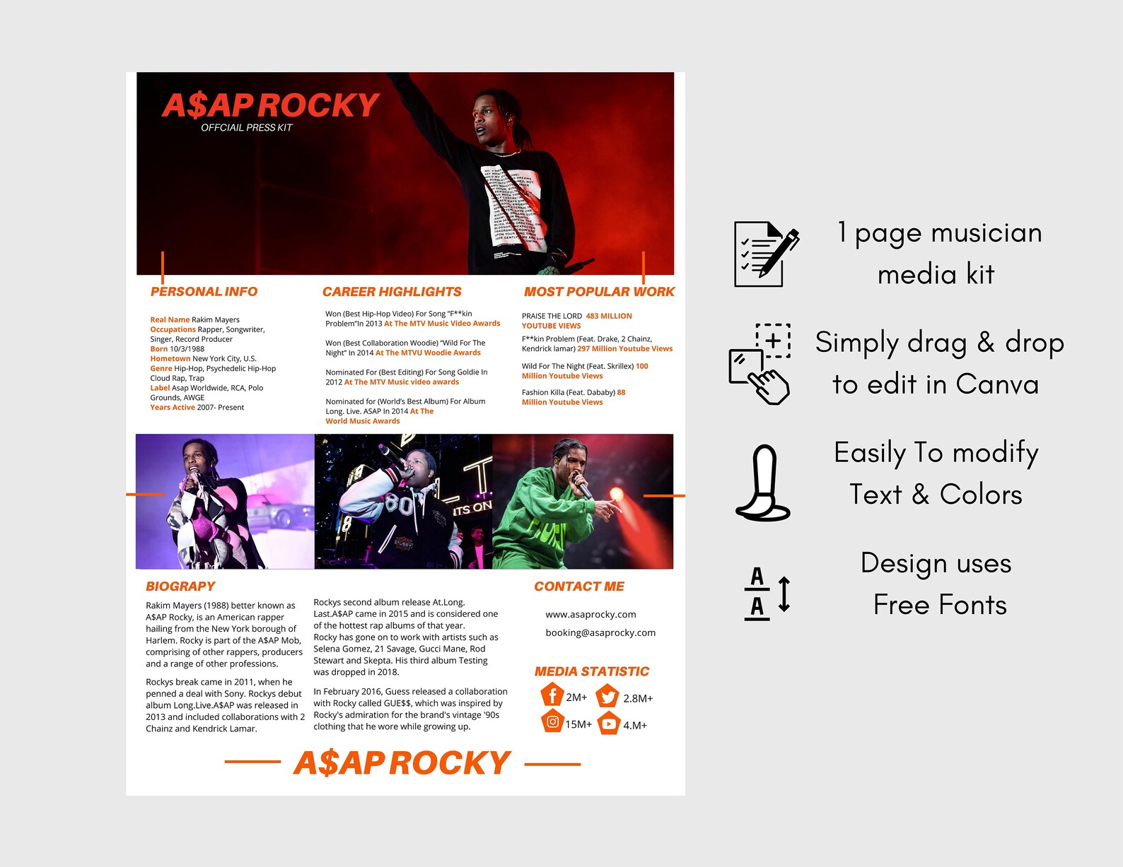 Electronic Press Kit | Media Kit Template for Musicians | Press Kit for ...