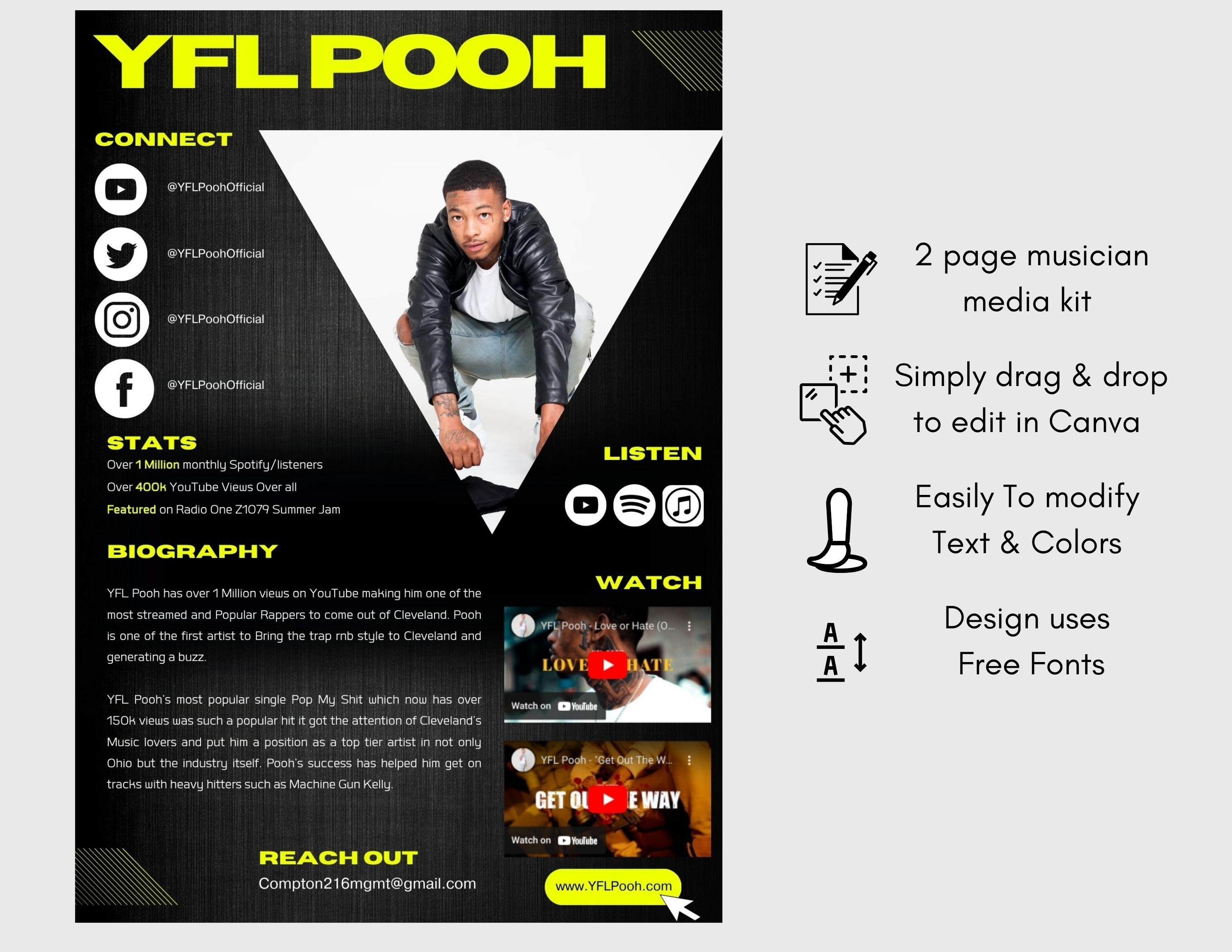 Electronic Press Kit | Media Kit Template for Musicians | Press Kit for ...