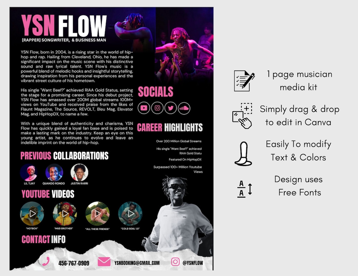 Electronic Press Kit | Media Kit Template for Musicians | Press Kit for ...
