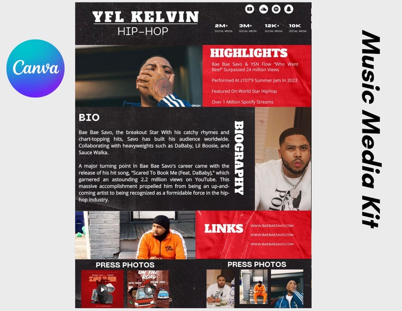 Electronic Press Kit Media Kit Template for Musicians Press Kit for ...