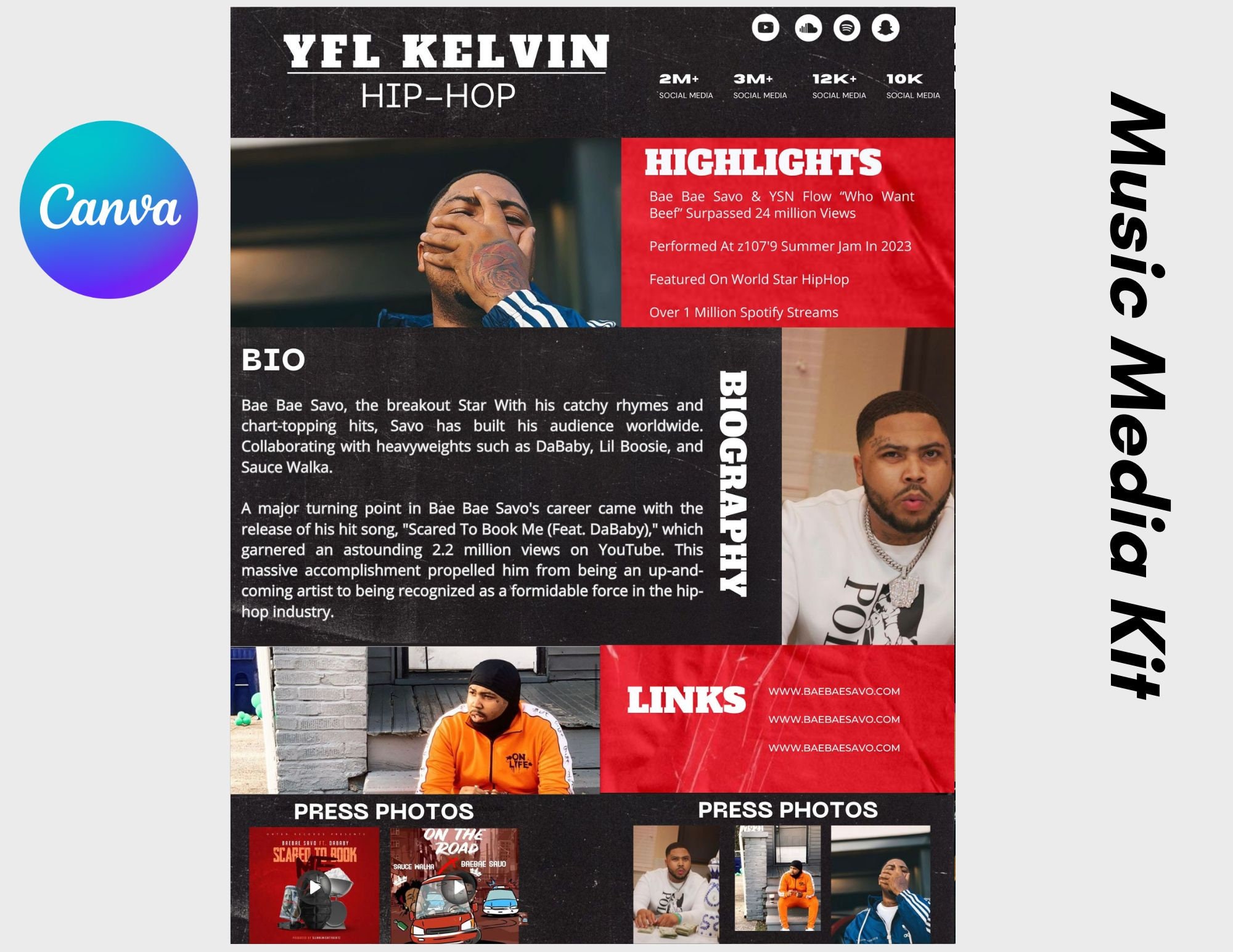 Electronic Press Kit | Media Kit Template for Musicians | Press Kit for ...