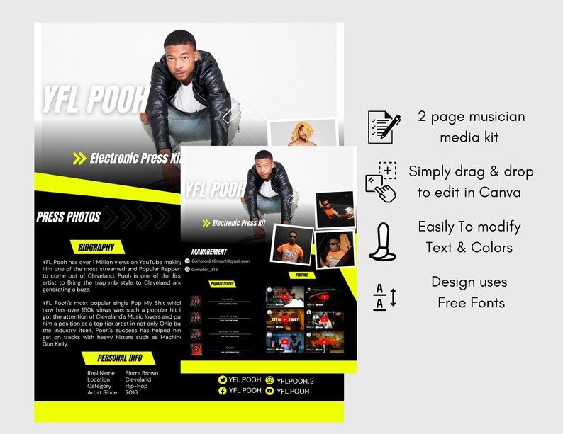 Electronic Press Kit | Media Kit Template for Musicians | Press Kit for ...