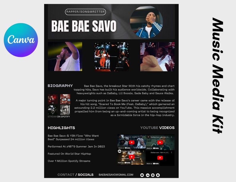 Electronic Press Kit | Media Kit Template for Musicians | Press Kit for ...