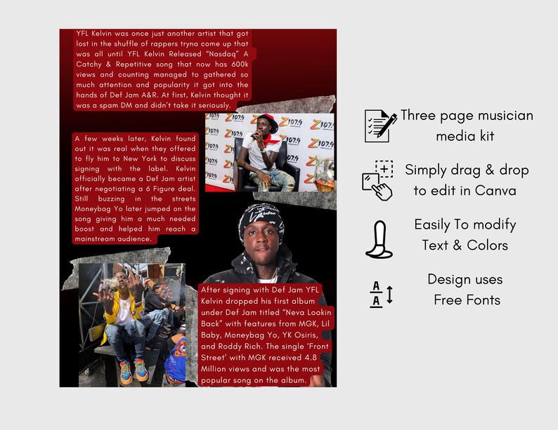 Electronic Press Kit | Media Kit Template for Musicians | Press Kit for ...